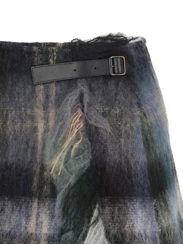 Loewe Plaid Buckle-detailing Skirt - Blue