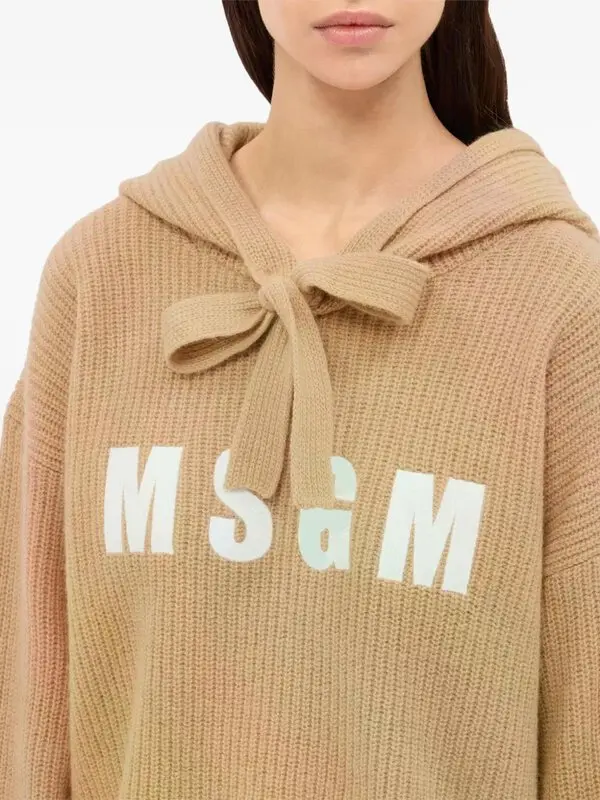 MSGM Cable Knit Hooded Sweater