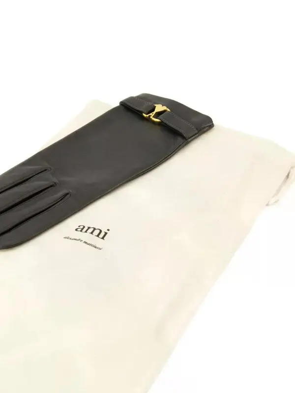Ami Heart-buckle Leather Gloves