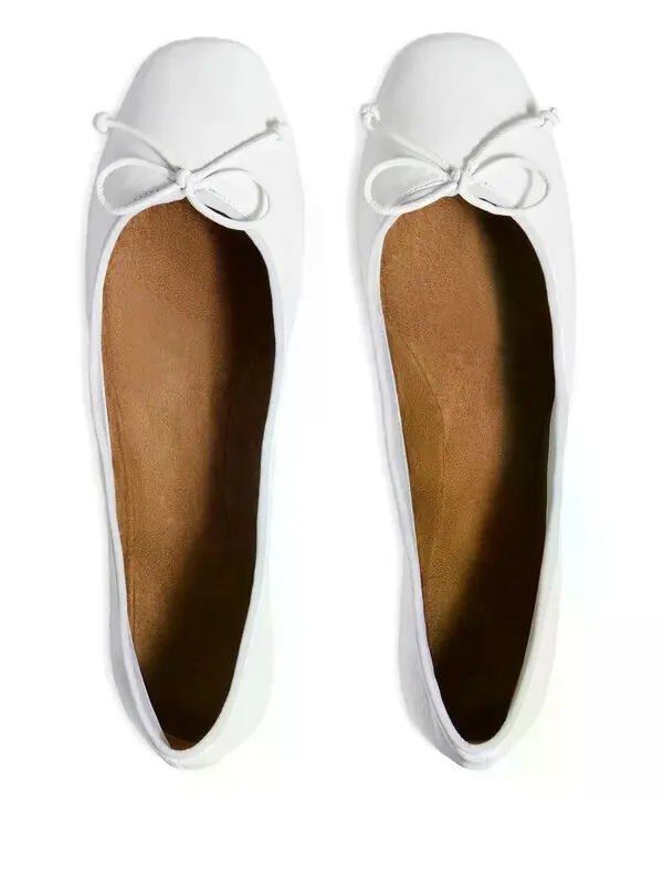 Khaite Leather Bow Ballerina - White