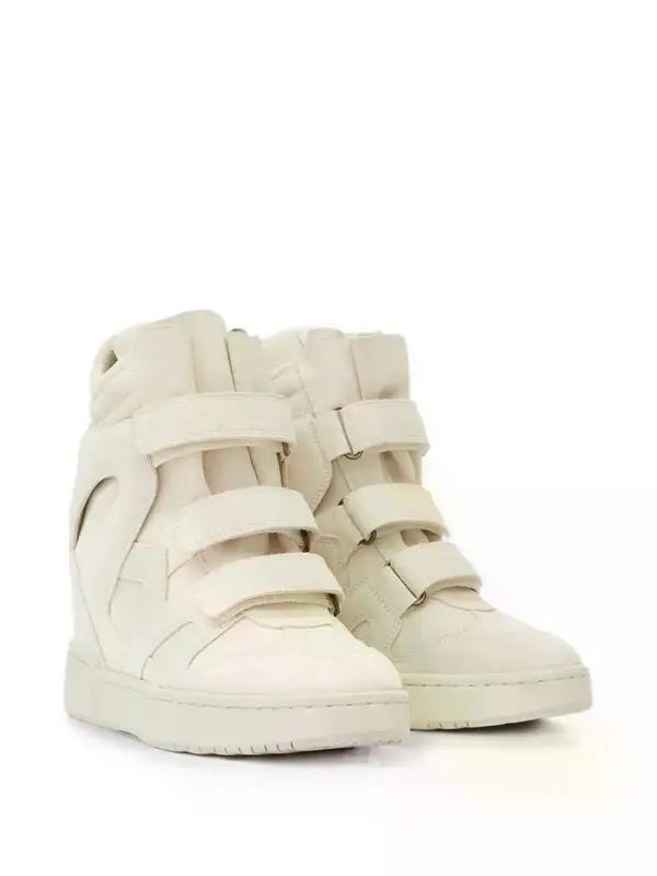 Isabel Marant Étoile High-top Wedge Sneakers With Touch Straps - Neutrals