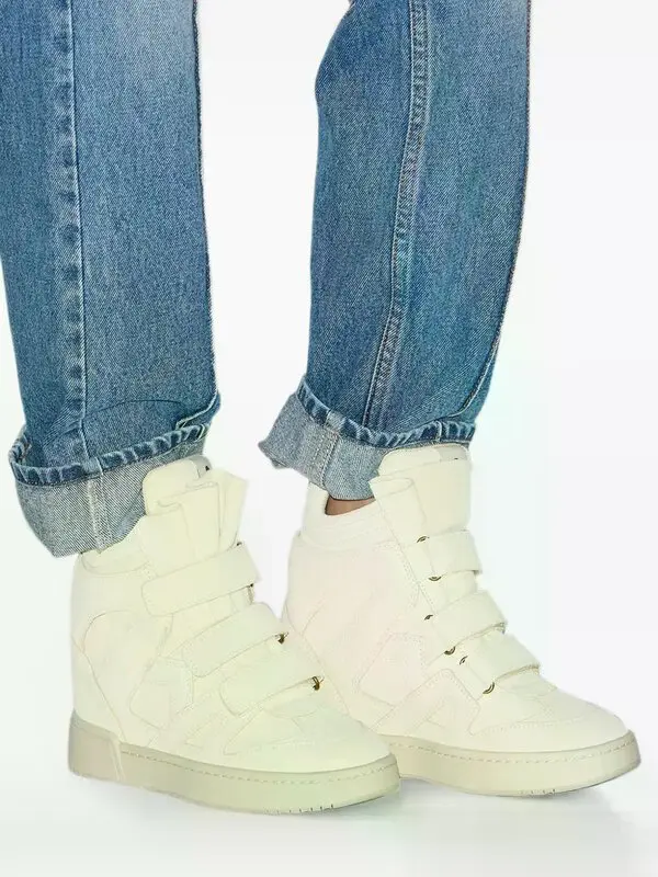Isabel Marant Étoile High-top Wedge Sneakers With Touch Straps - Neutrals