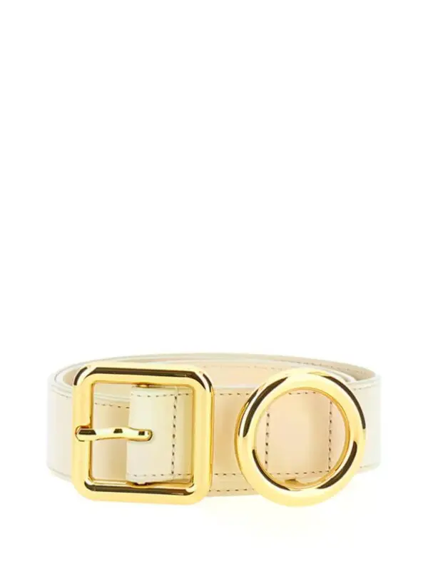 Jacquemus Geometric-buckle Leather Belt - Neutrals