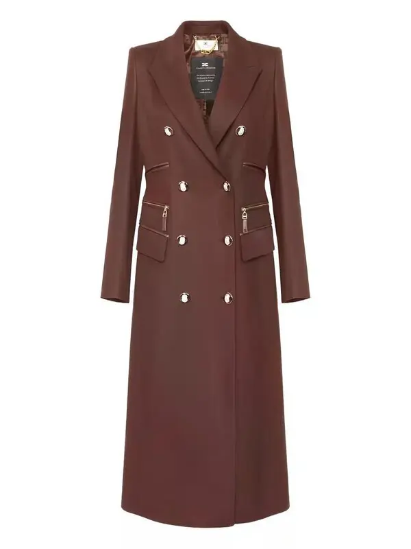 Elisabetta Franchi Enamelled-button Double-breasted Coat