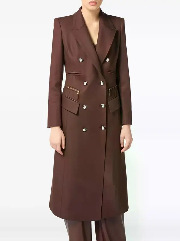 Elisabetta Franchi Enamelled-button Double-breasted Coat