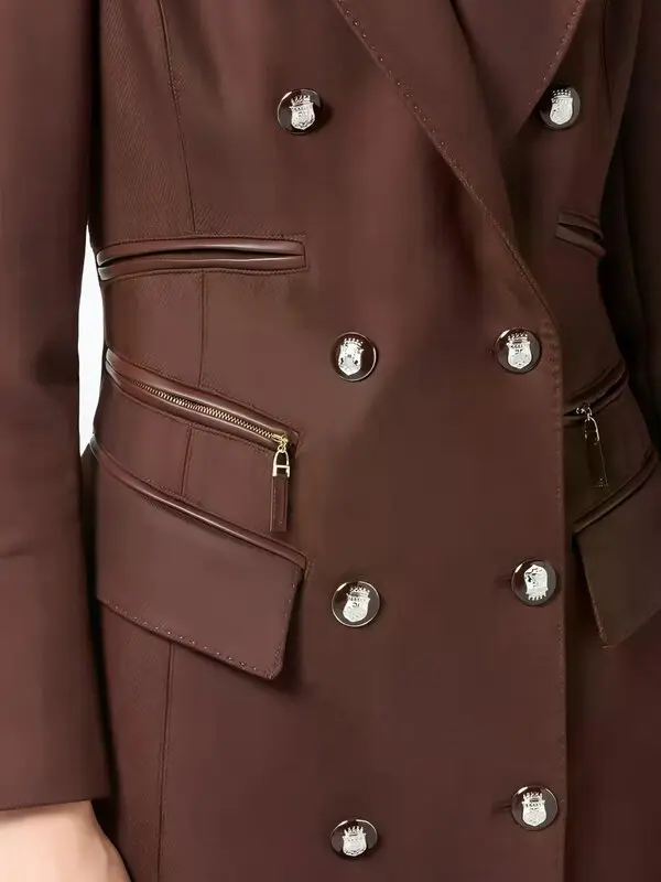 Elisabetta Franchi Enamelled-button Double-breasted Coat