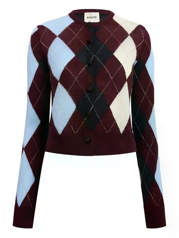 Khaite Charli Argyle-pattern Cardigan - Red