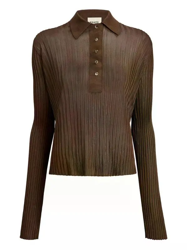 Khaite Vin Ribbed Buttoned Top - Brown
