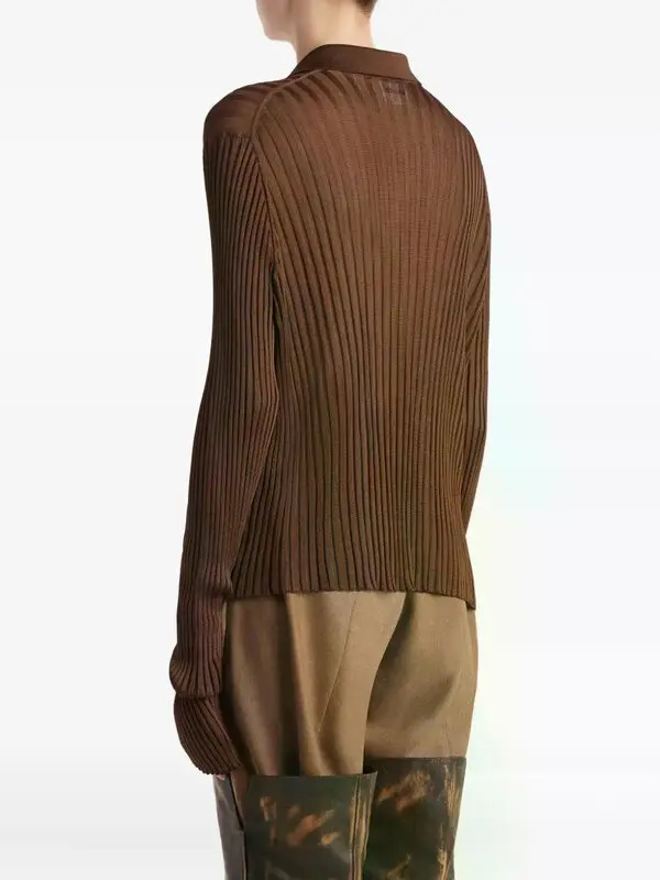 Khaite Vin Ribbed Buttoned Top - Brown