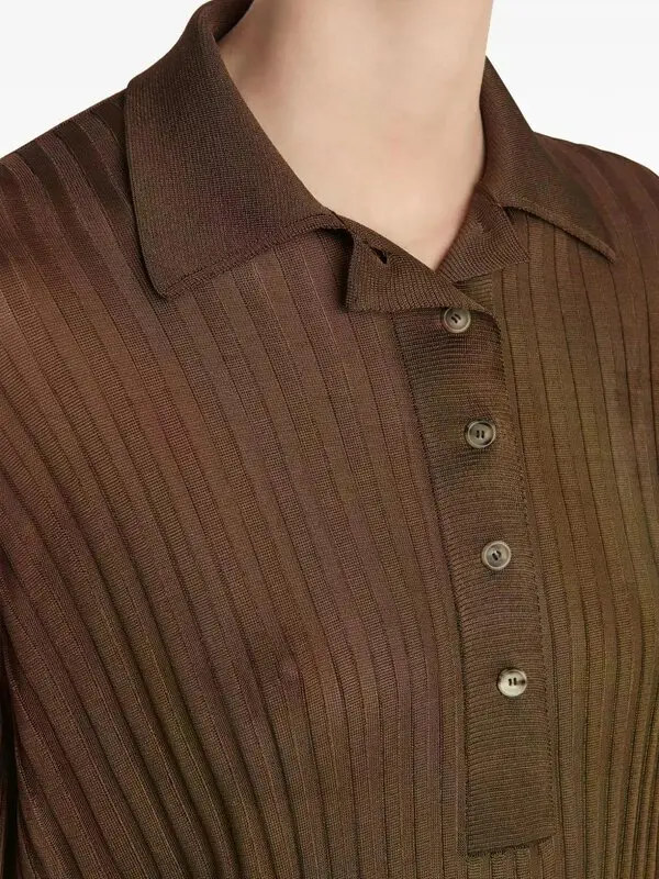 Khaite Vin Ribbed Buttoned Top - Brown