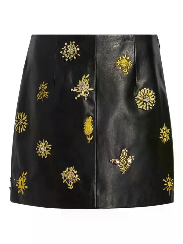 Cinq À Sept Embellished Leather Skirt - Black