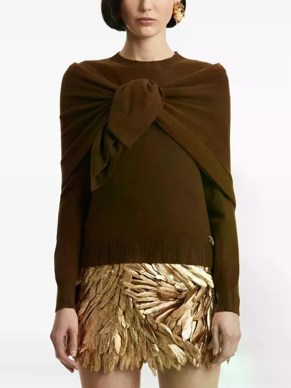 Oscar De La Renta Scarf-detail Knit Sweater