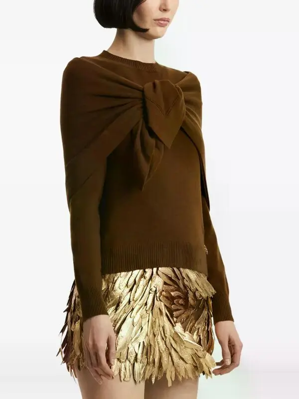 Oscar De La Renta Scarf-detail Knit Sweater