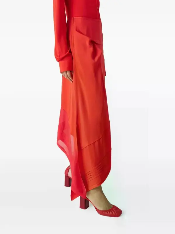 LEMAIRE Pleated Asymmetric Skirt - Red