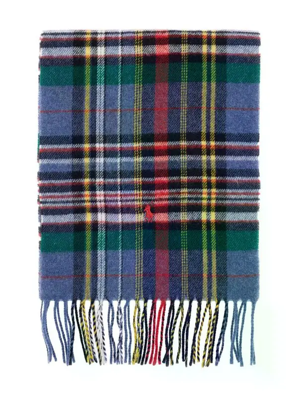 Polo Ralph Lauren Check-pattern Fringed Scarf - Blue