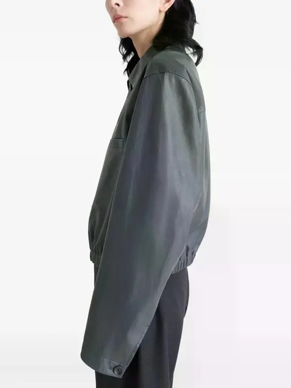LEMAIRE Buttoned-up Elasticated Leather Jacket - Grey