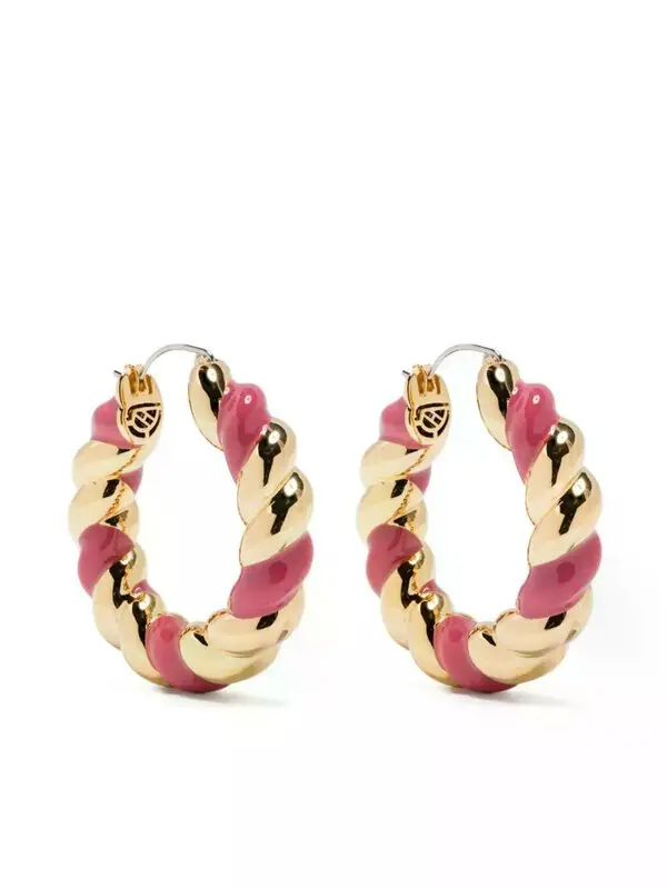 Eddie Borgo Enamel Rope Hoop Earrings - Gold