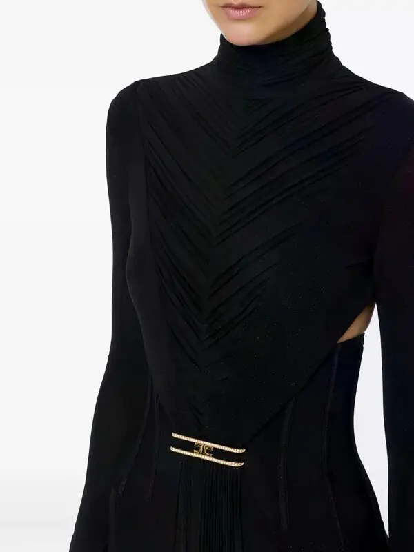 Elisabetta Franchi Draped Pleated Maxi Dress In Black - 40% Off |  Editorialist