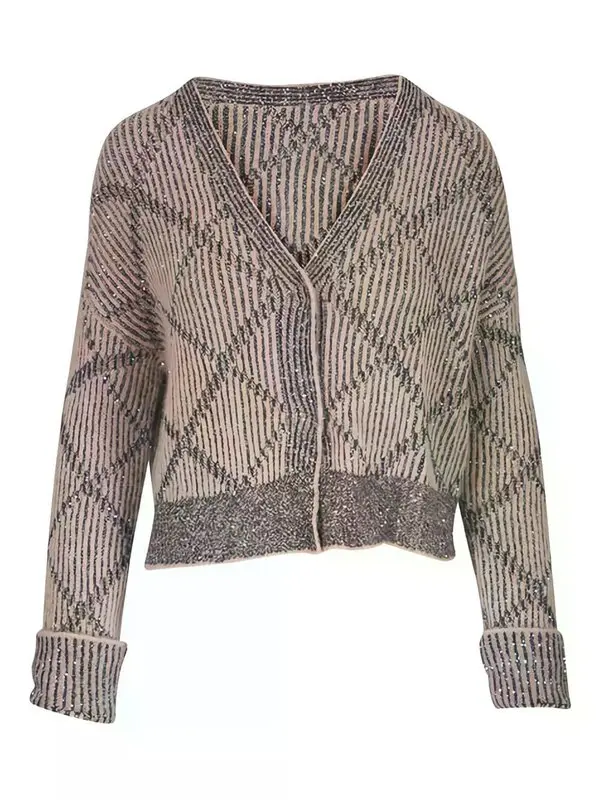 D.exterior Sequin Striped Cardigan