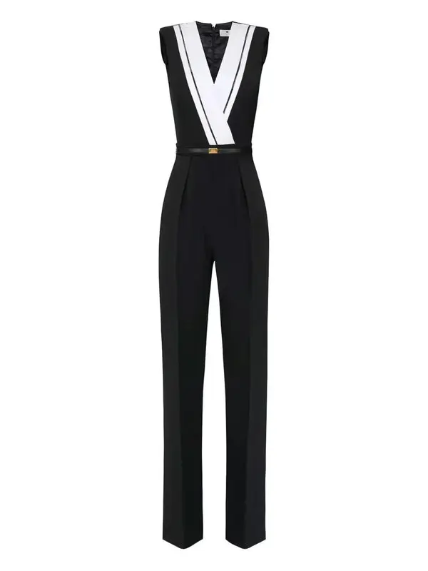 Elisabetta Franchi Pleated Logo Jumpsuit - Black
