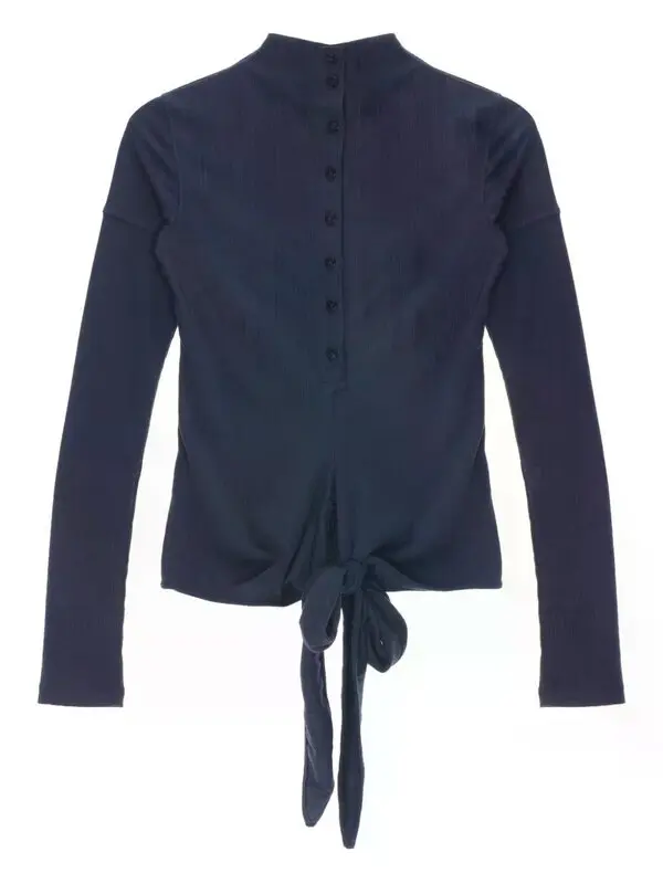 n*i様 low classic BUTTON UP WRAP T-SHIRT Low Classic Button Wrap T-Shirt In Blue - 37% Off | Editorialist