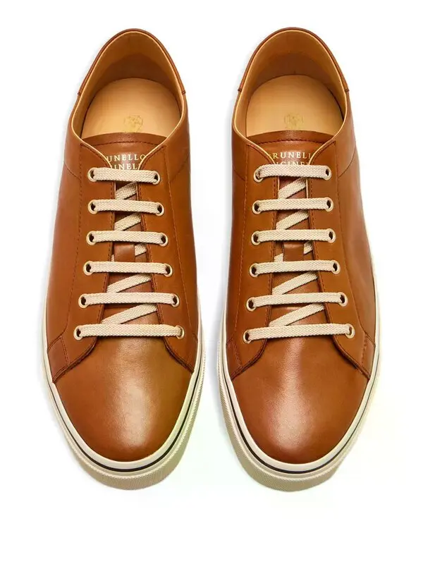 Brunello Cucinelli Leather Lace-up Sneakers - Brown