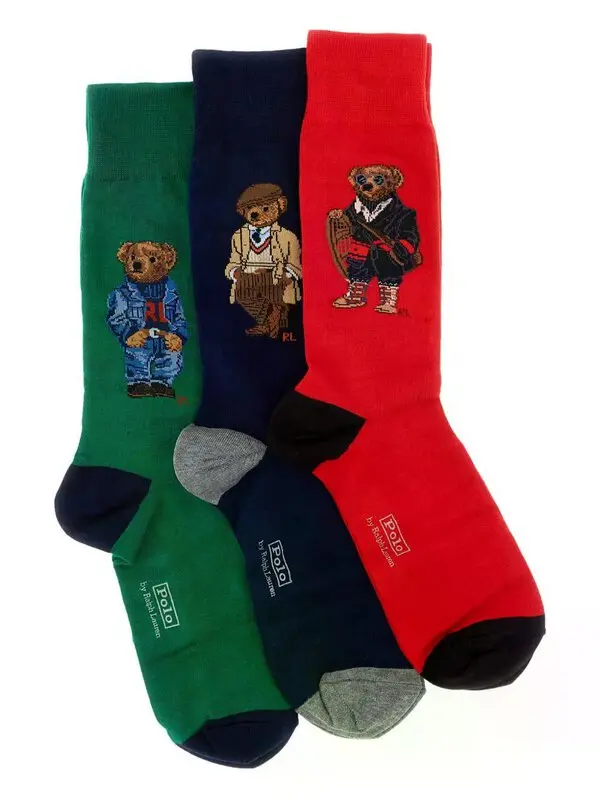Ralph Lauren Bear-motif Knee-high Socks Set - Green