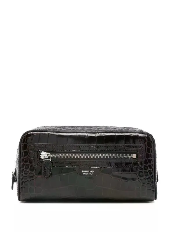 TOM FORD Embossed Leather Messenger Bag - Black