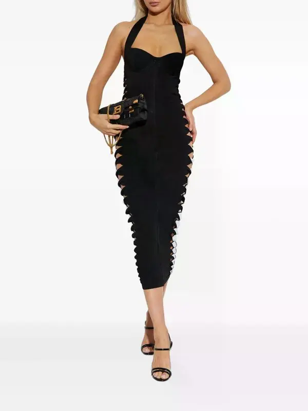 balmain cut out dress Cutout Open Back Knit Midi Dress