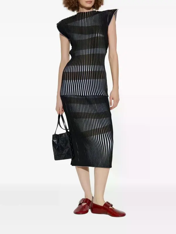 Issey Miyake Striped Pleated Top