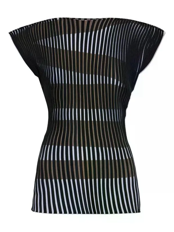 Issey Miyake Striped Pleated Top