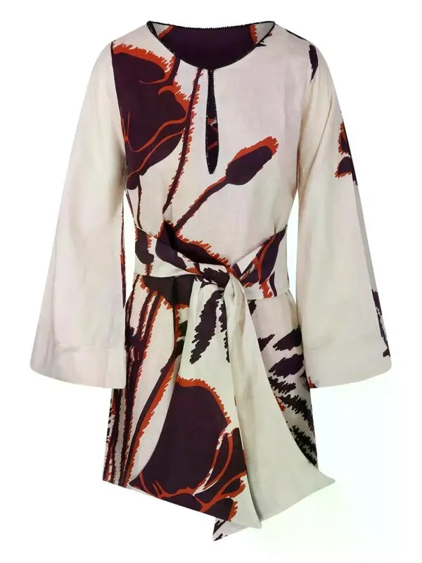 Juan De Dios Nazare Floral-print Mini Dress - Neutrals