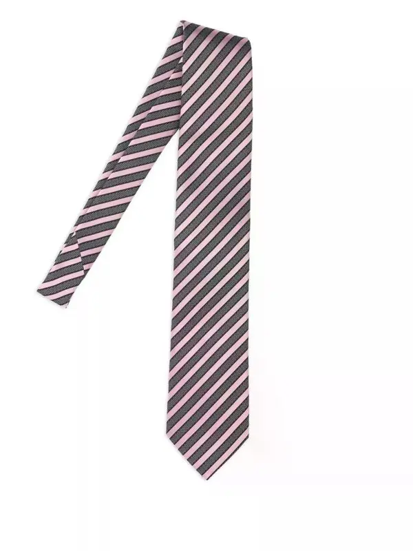 Zegna Striped Silk Tie - Pink