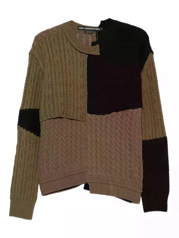 Andersson Bell Cable-knit Patchwork Sweater - Green
