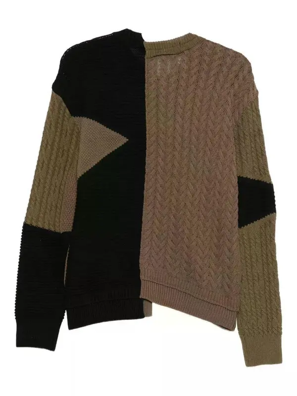 Andersson Bell Cable-knit Patchwork Sweater - Green