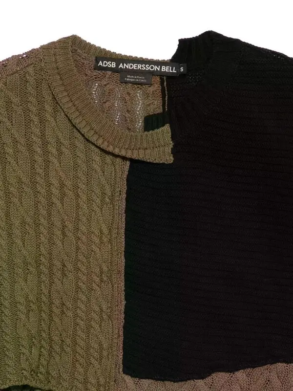 Andersson Bell Cable-knit Patchwork Sweater - Green