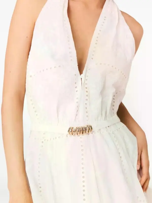 Maje Embroidered Halterneck Backless Dress With Belt