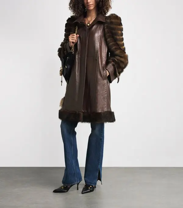 Chloé Leather Fur-trim Coat