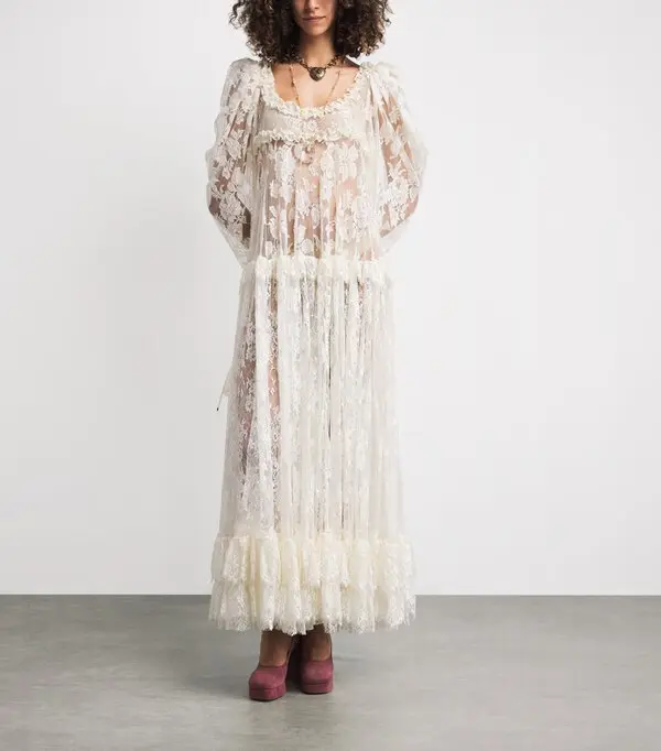 Chlo Lace Long-Sleeve Maxi Dress - White | Editorialist