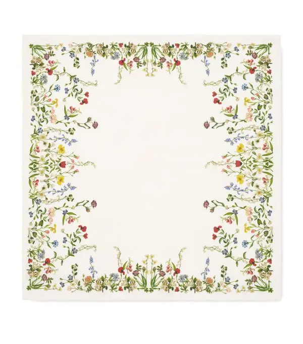 SUMMERILL & BISHOP Linen Botanical Wildflower Napkin - White