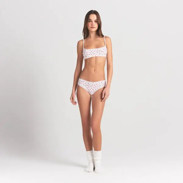 SKIMS Lightweight Cotton Pointelle Lace Brief - Snow Arrowed Hearts