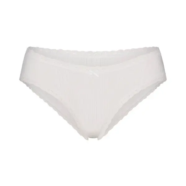 SKIMS Lightweight Cotton Pointelle Lace Brief - Snow