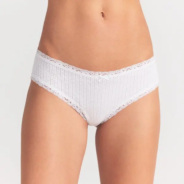 SKIMS Lightweight Cotton Pointelle Lace Brief - Snow