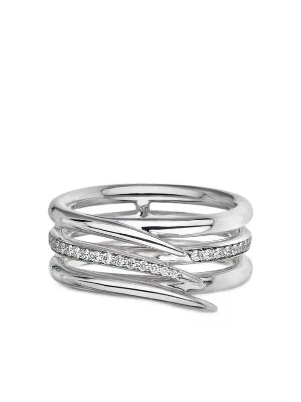SHAUN LEANE 18k White Gold And Palladium Armis Diamond Ring - Silver