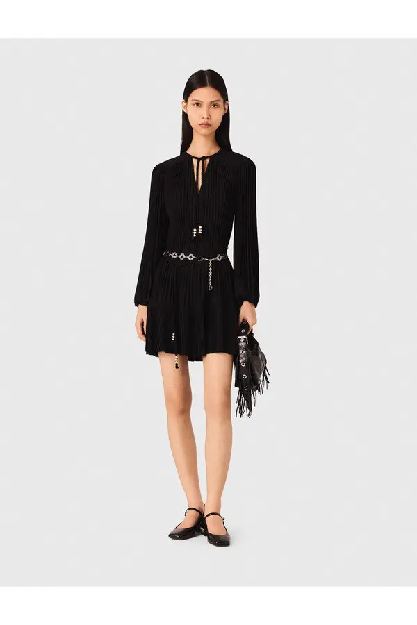black short flowy dress Kelsey Floral Midi Dess main image 1