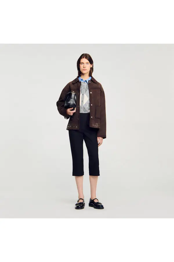 Sandro Cropped Trousers With Side Slits