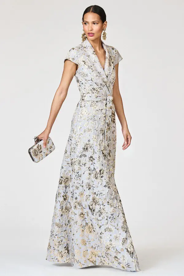 green emerald velvet dress EMBELLISHED LONDON GOWN in CAFE