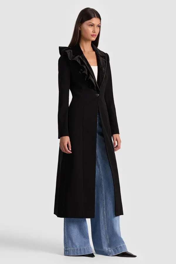 Alice + Olivia Faie Slim Ruffle Maxi Blazer