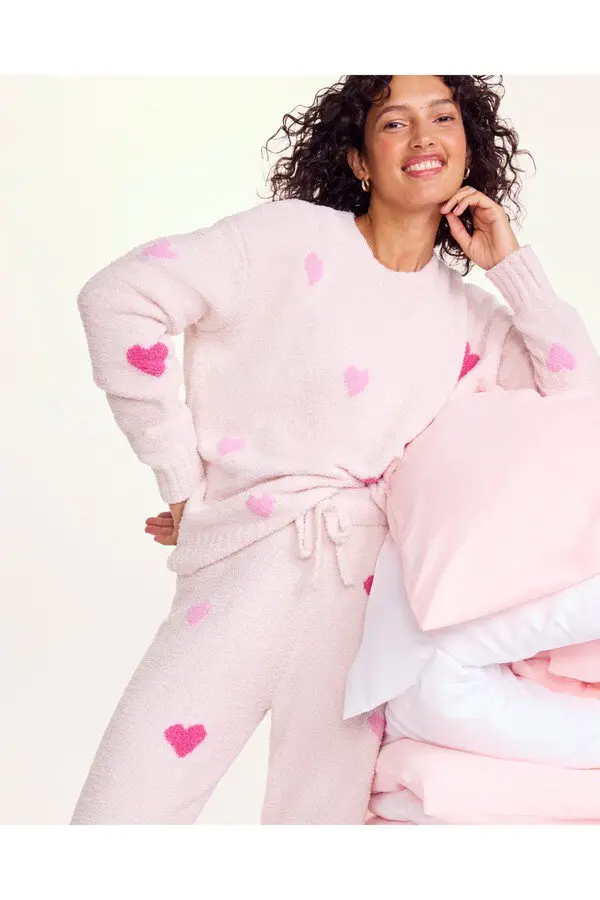 Splendid Multi-heart Fuzzy Sweater Pajama Set