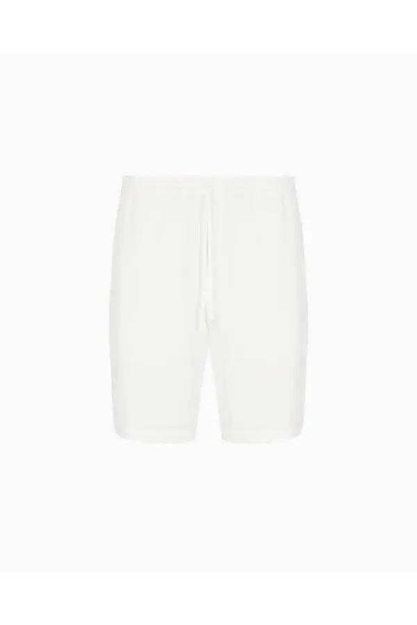 Emporio Armani Icon 3d Piqué-effect Crêpe Jersey Bermuda Shorts - White